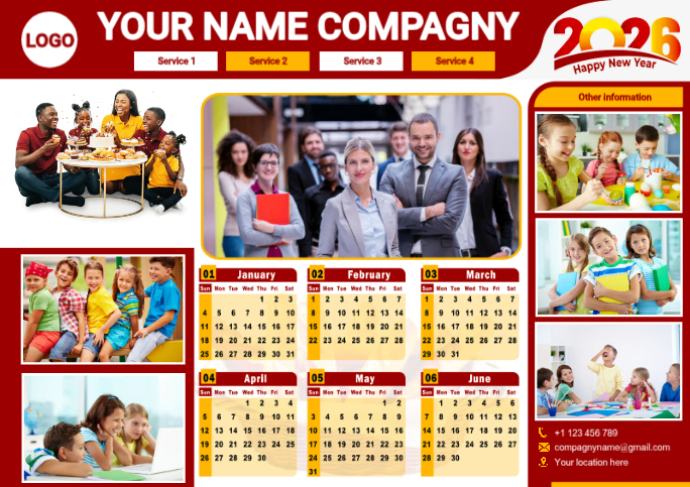 Plantilla de Red Professionnel Pastry Calendar 2026 A2 | PosterMyWall