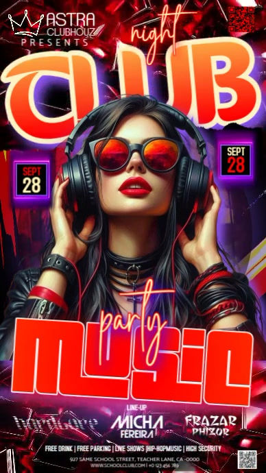 Red Purple Club Party Event Night Design Template | PosterMyWall