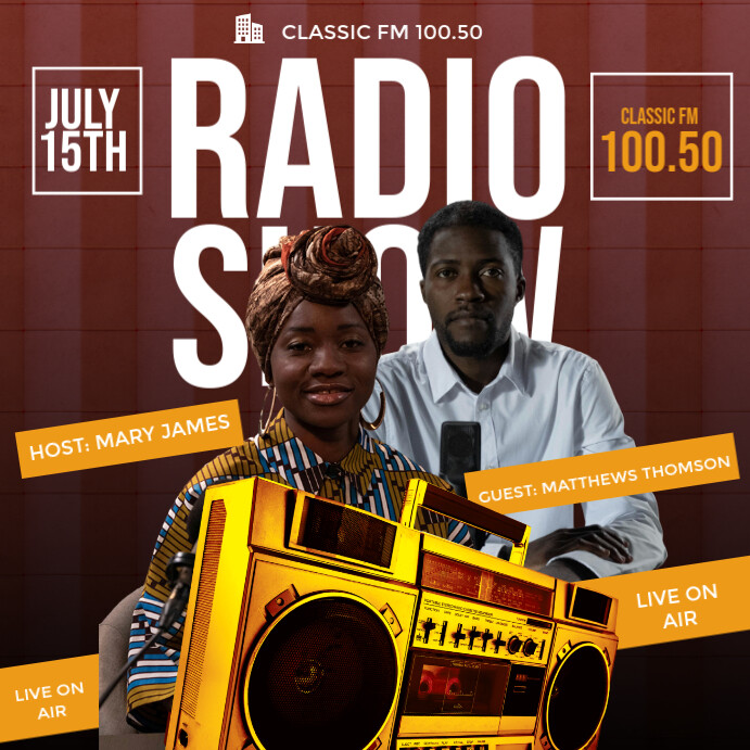 Red Radio Show Flyer Instagram Post Template | PosterMyWall