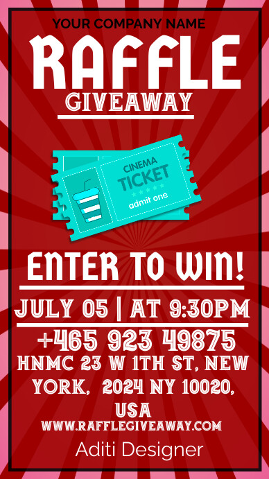 Copy of Red Raffle Giveaway Digital Display (9:16) | PosterMyWall