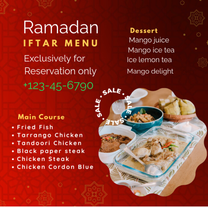 Copy of Red Ramadan Reservation Offer Instagram Post | PosterMyWall