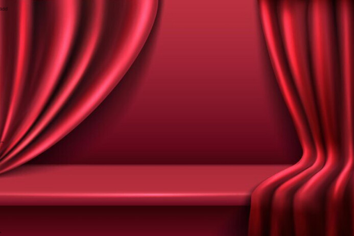 Plantilla de Red realistic velvet with wavy drapery curta | PosterMyWall