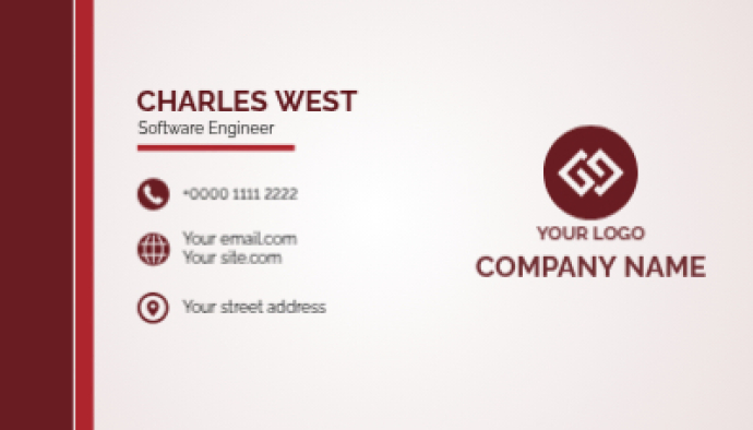 Red Rectangle Business Card With Logo Template | PosterMyWall