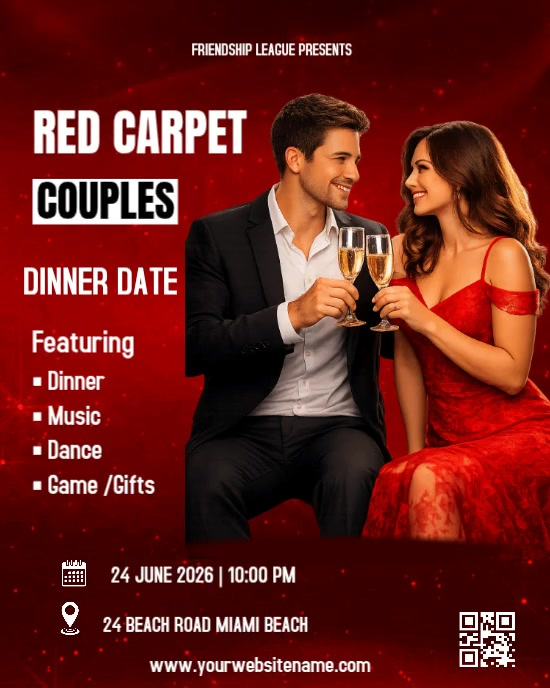 Red Red Carpet Dinner Date Instagram Portrait Video Template | PosterMyWall