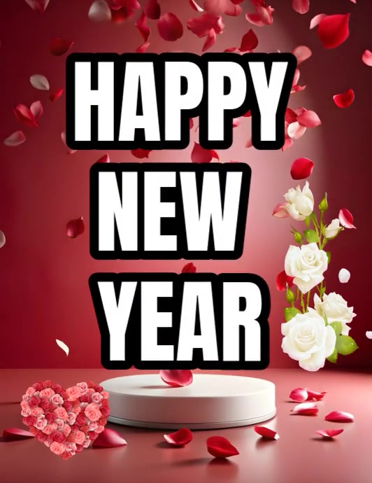 Red Red Happy New Year Tempalte Flyer (us Letter) Template | PosterMyWall