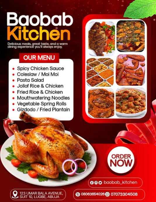 Red Restaurant Menu Flyer Video Template | PosterMyWall