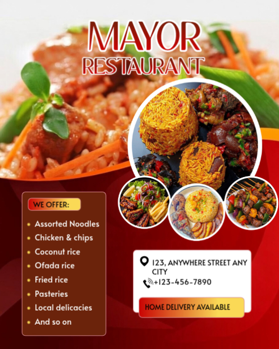 Red Restaurant Menu Instagram Portrait Template | PosterMyWall