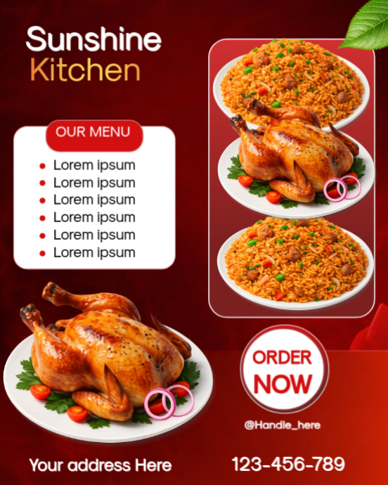 Red Restaurant Menu Instagram Portrait Template | PosterMyWall