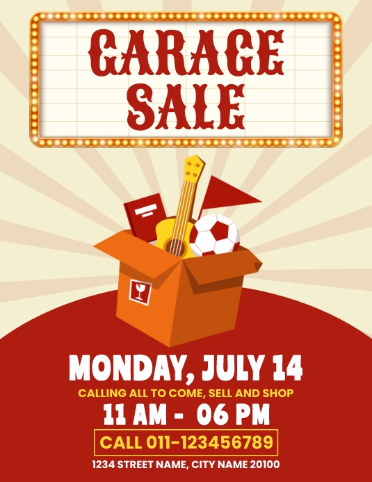 Red Retro Garage Sale Advertisement Flyer Template | PosterMyWall