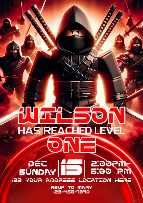 Copy of Red Roblox Neon Birthday Invitation | PosterMyWall