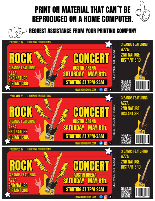 Red Rock Concert Ticket Sale Voucher Flyer (us Letter) Template ...