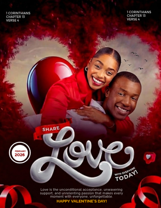 Copy of Red Romantic Valentine's Day Couple Flyer Template | PosterMyWall