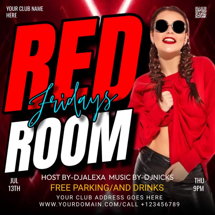 RED ROOM FRIDAYS Template | PosterMyWall