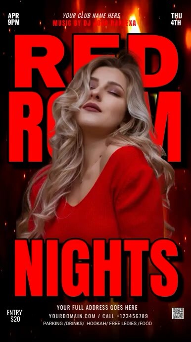 RED ROOM NIGHT Template | PosterMyWall