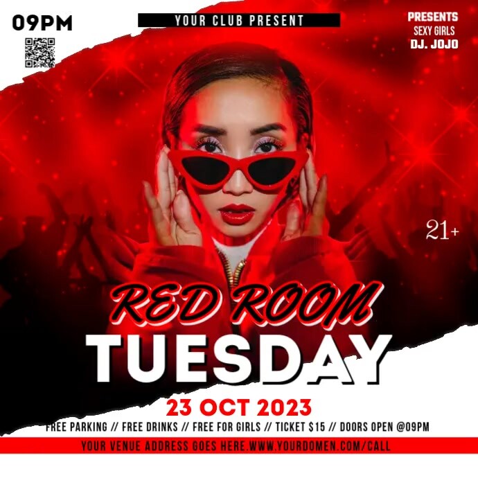 RED ROOM NIGHT PARTY (1) Template | PosterMyWall