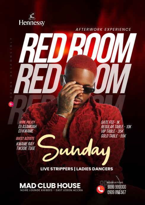 Red Room Party Poster Template | PosterMyWall