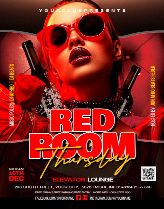 Plantilla de Red room Thursday party | PosterMyWall