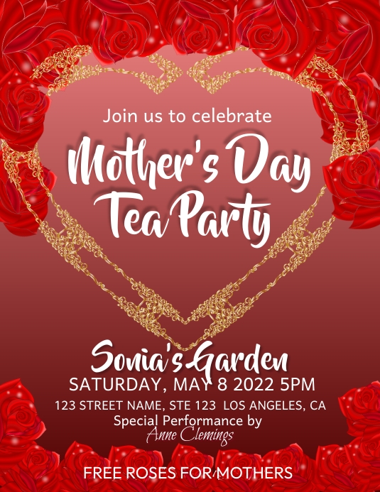 Copy of Red Roses Mother's Day Tea Party Flyer | PosterMyWall