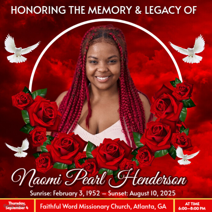 Copy of RED ROSES RED CLOUD CIRCLE Funeral Flyer Memorial Flyer ...