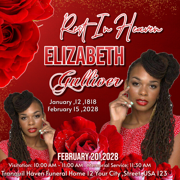 Red Rosy Funeral Flyer Template | PosterMyWall