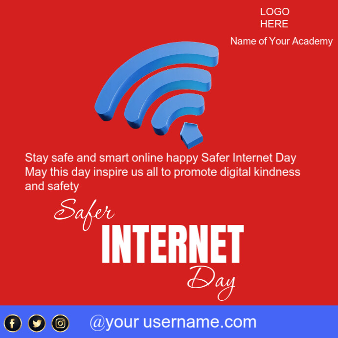 Red Safer Internet Day Square (1:1) Template | PosterMyWall