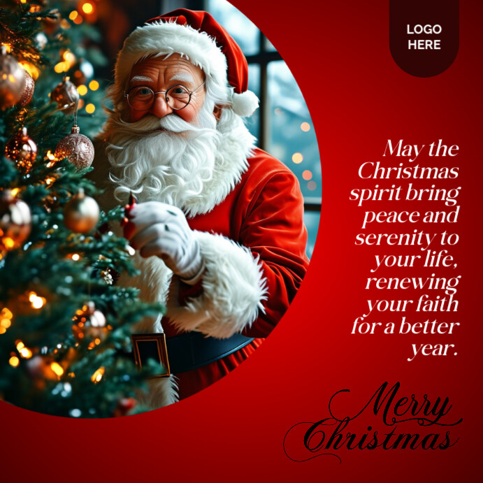 Copy of red santa claus christmas tree instagram post | PosterMyWall