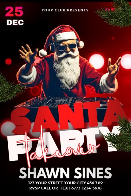 Red Santa Night Party Video Template | PosterMyWall