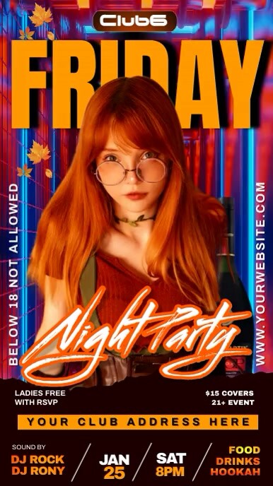 Red Saturday Night Party Flyer Instagram Sto Template | PosterMyWall