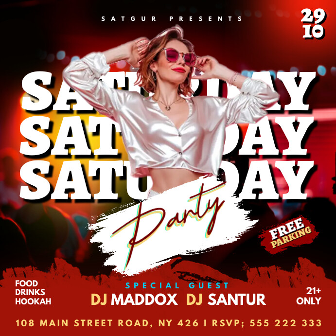 Copy of Red Saturday Party Instagram Post | PosterMyWall