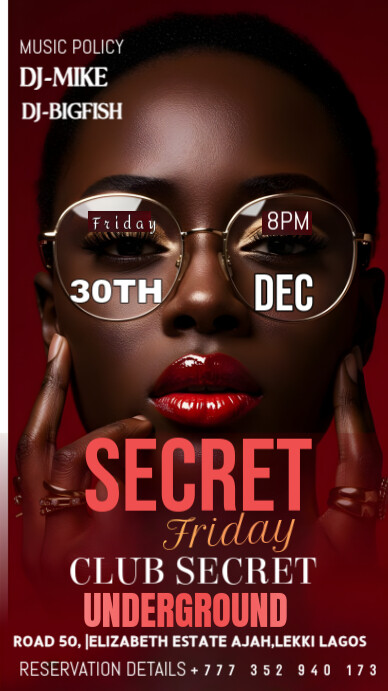 Copy of Red Secret Friday Night Instagram Story | PosterMyWall