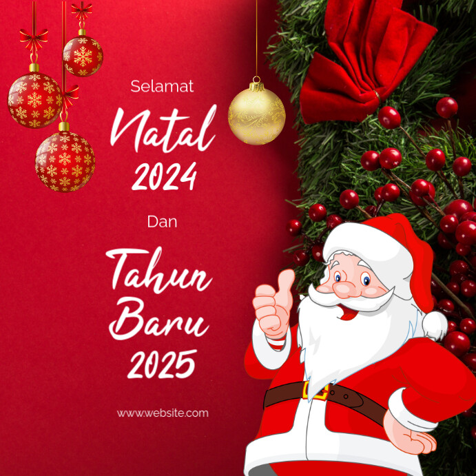 Red Selamat Natal Dan Tahun Baru Instagram Post Template | PosterMyWall