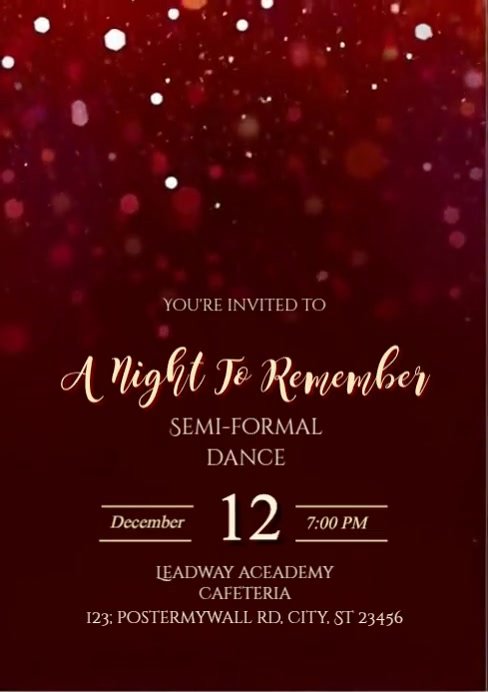 Red Semi-Formal Dance Invitation Video Template | A Night to Remember ...