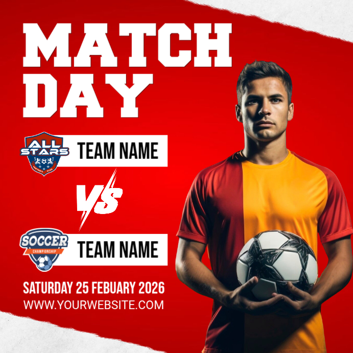 Red Soccer Match Day Instagram Post Template | PosterMyWall