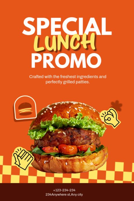 Red Special Lunch Promo Burger Poster Template | PosterMyWall
