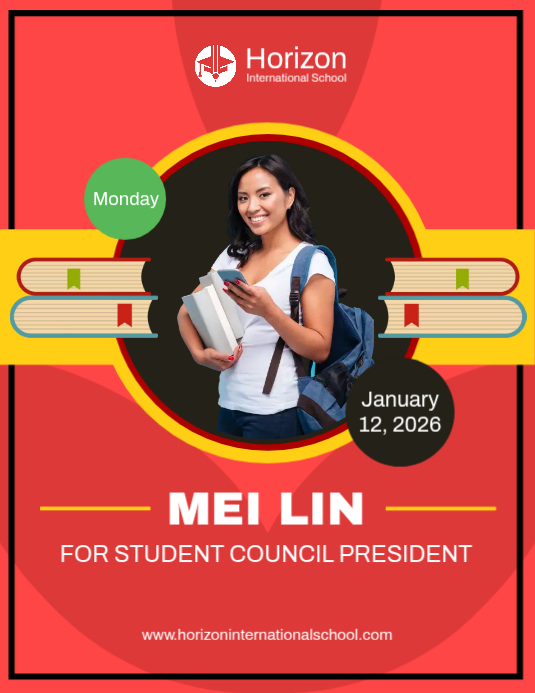 Red Student Election Poster Template | PosterMyWall