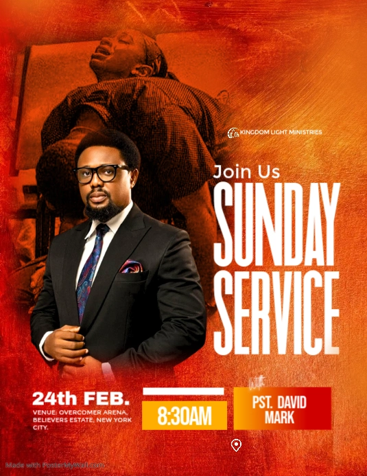 Red Sunday Service Event Flyer Template | PosterMyWall