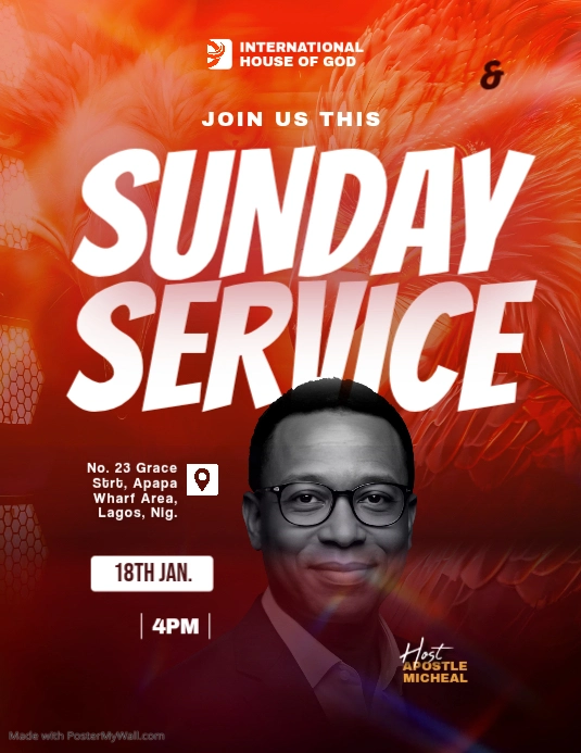 Red Sunday Service Flyer Template | PosterMyWall