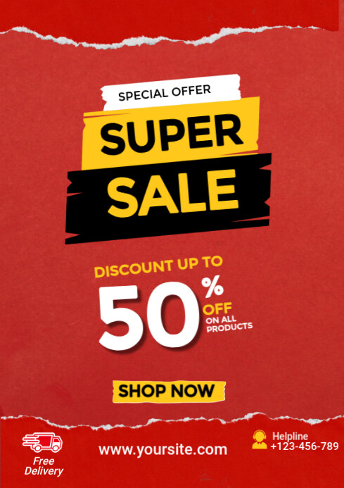 Red Super Sale A4 Template | PosterMyWall