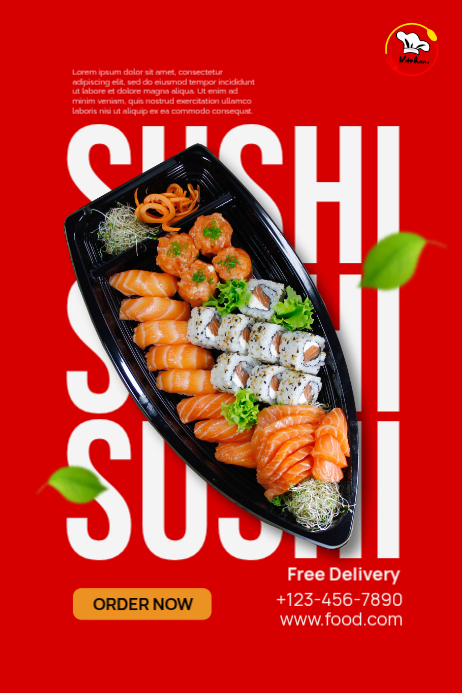 Red Sushi Restaurant Promotion Poster Template | PosterMyWall