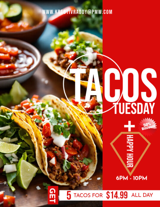 Red Tacos Day Flyer (us Letter) Template | PosterMyWall