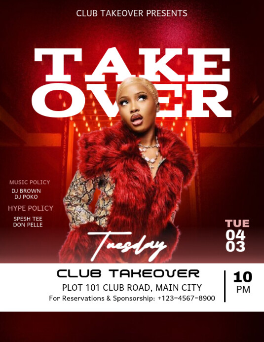 Copy of Red Takeover Tuesday Party Flyer (us Letter) | PosterMyWall