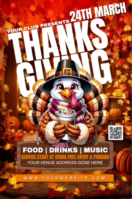Red Thanksgiving Poster Template | PosterMyWall