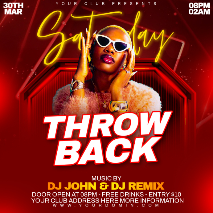 Red Throwback Party Instagram Post Template | PosterMyWall