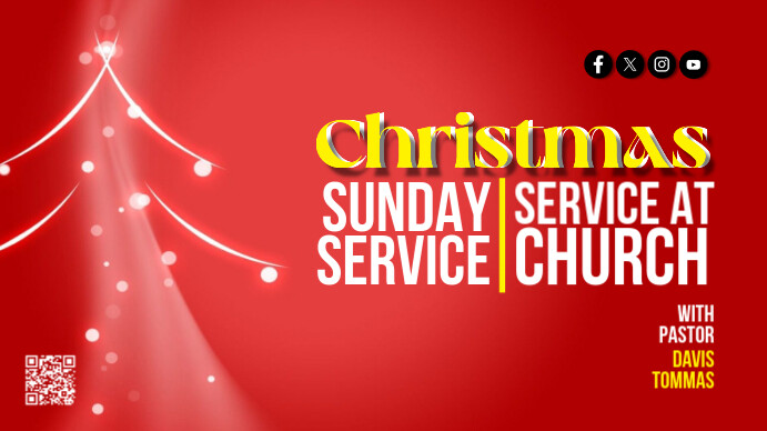 red thumbnail youtube sunday service church Template | PosterMyWall
