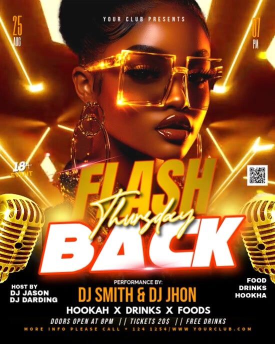 Red Thursday Flash Back Night Party Video Flyer Instagram Portrait ...