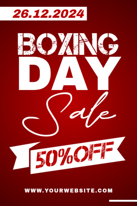 Red Tipografi Boxing Day Sale Poster Template | PosterMyWall