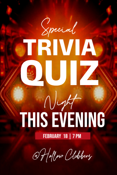 Red Trivia Quiz Night Poster Template | PosterMyWall