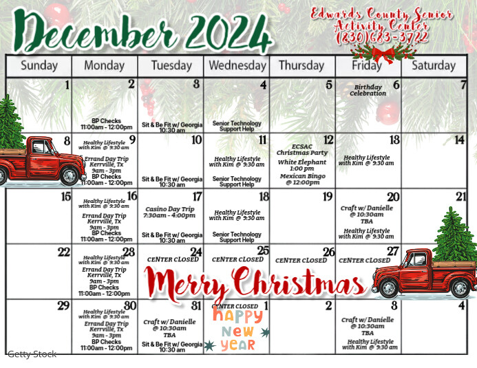 Copy of Red Truck December Calendar | PosterMyWall