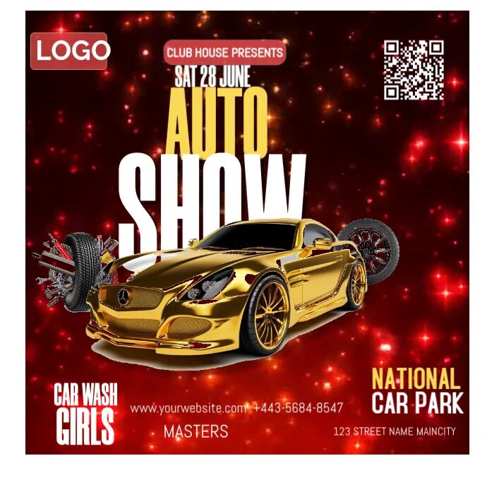 Plantilla de Red Typographic Auto Show Flyer Instagram Post | PosterMyWall