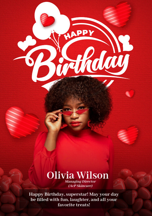 Red Typographic Birthday Flyer A5 Template | PosterMyWall